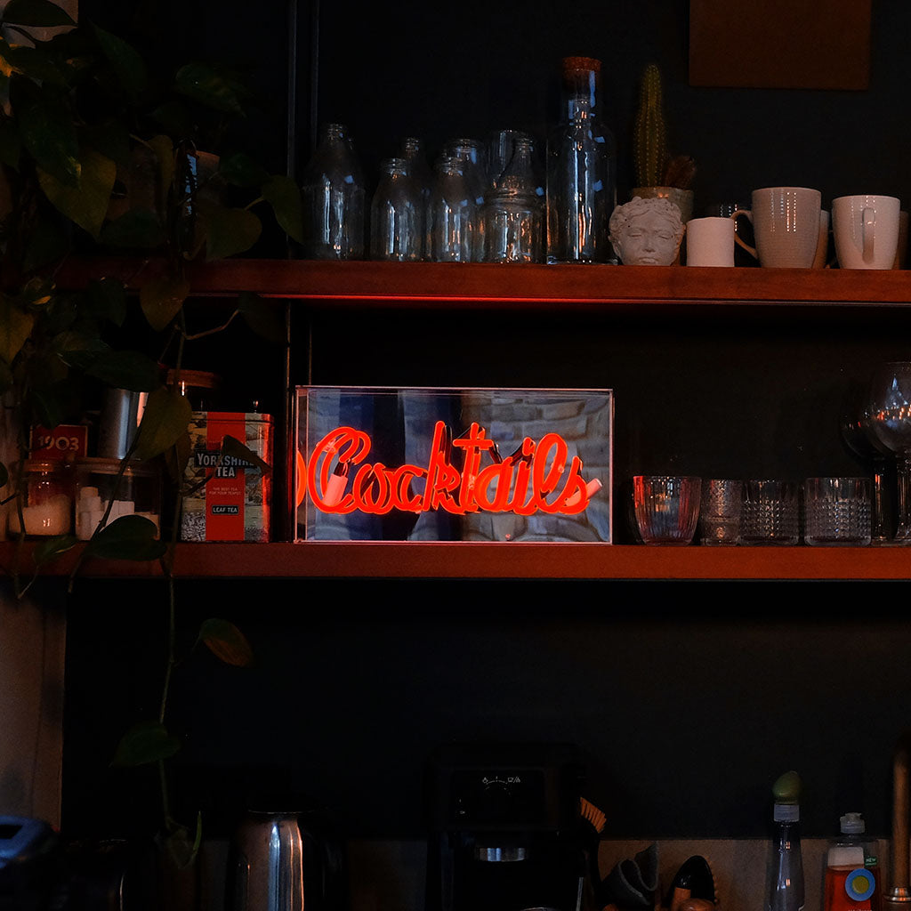 'Cocktails' Glass Neon Sign - Red | Locomocean Ltd
