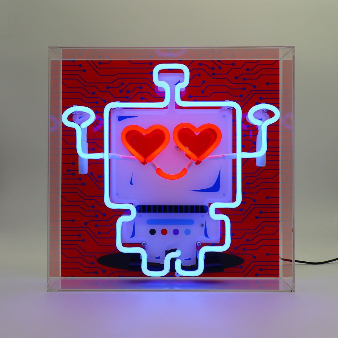 Robot Large Glass Neon Box Sign | Locomocean Ltd