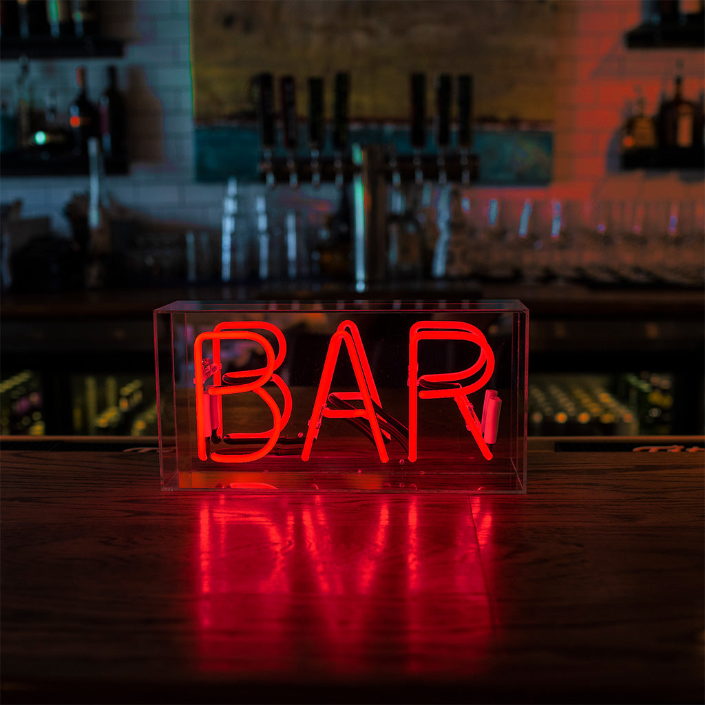 'Bar' Glass Neon Sign - RED | Locomocean Ltd