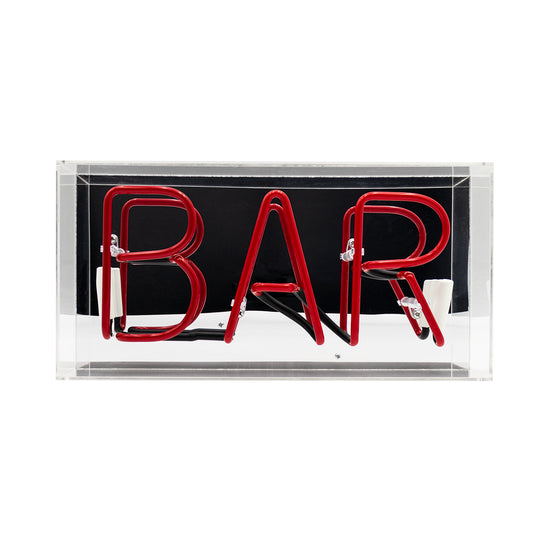 'Bar' Glass Neon Sign - RED | Locomocean Ltd