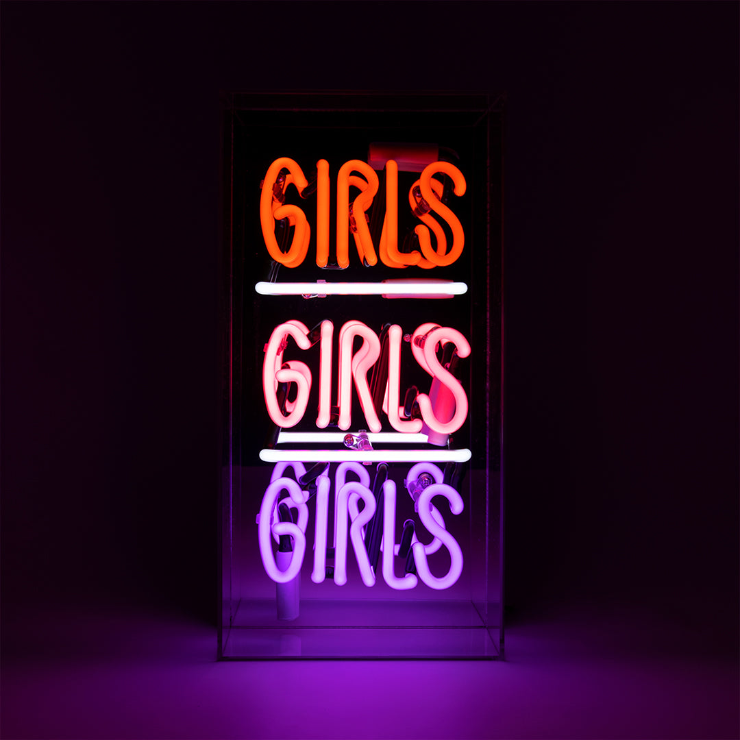 'Girls Girls Girls' Glass Neon Sign | Locomocean Ltd