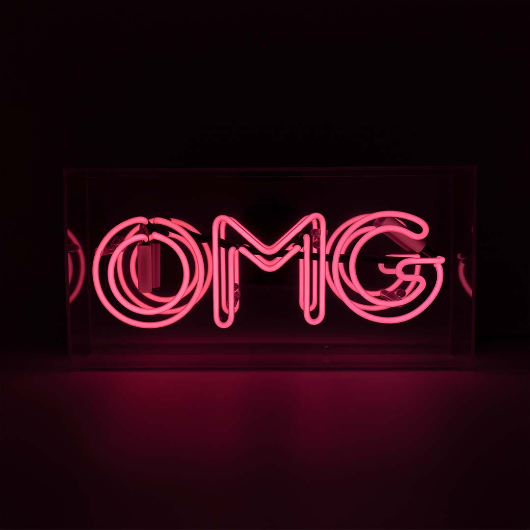 'OMG' Glass Neon Sign - Pink | Locomocean Ltd