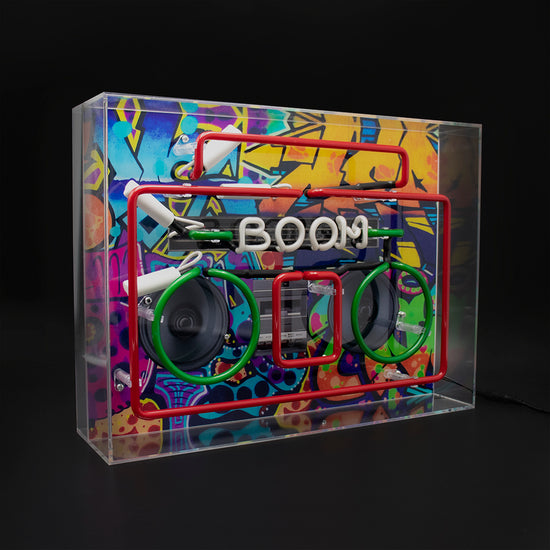 'Boom Box' Large Glass Neon Sign | Locomocean Ltd