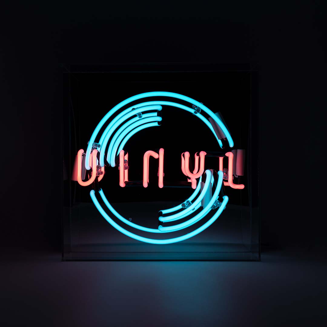 'Vinyl' Large Glass Neon Sign | Locomocean Ltd