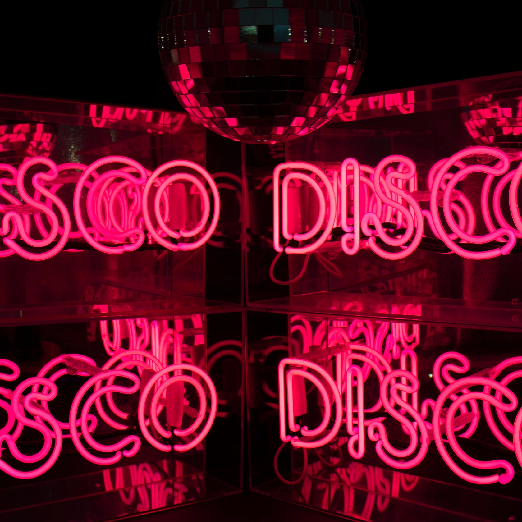 Disco Glass Neon Sign Pink Locomocean Ltd